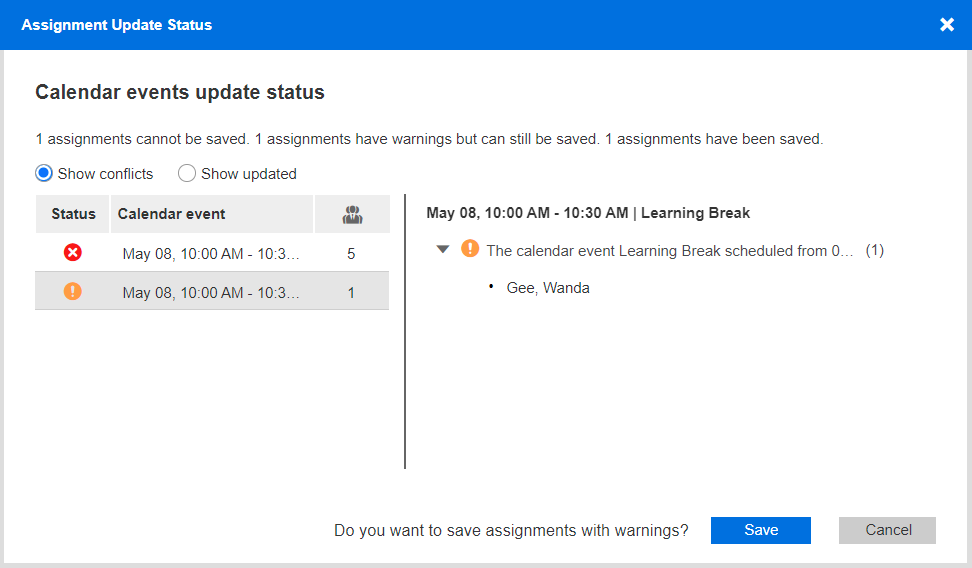 Edit multiple calendar events