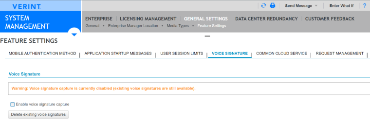 Enable or disable voice signature capture